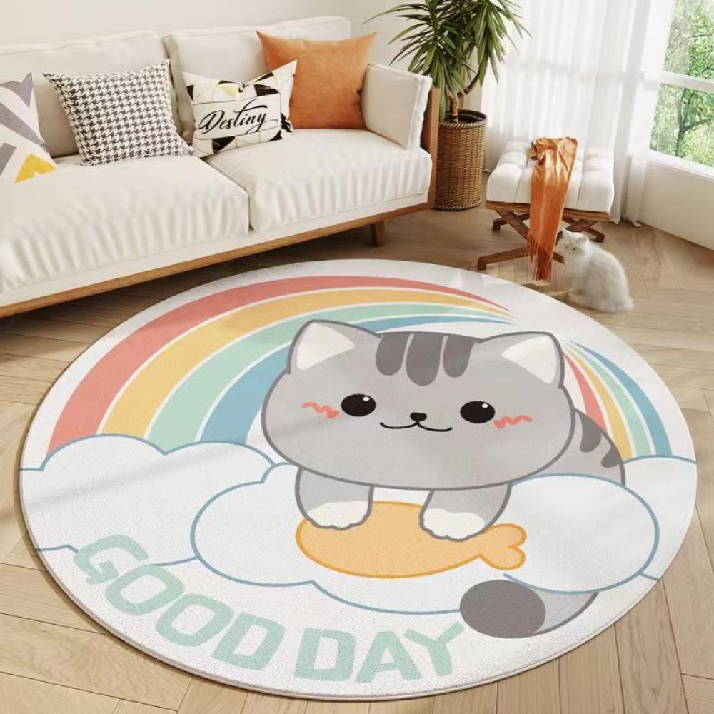 Rainbow Cat Round Rug - Aesthetik Kids