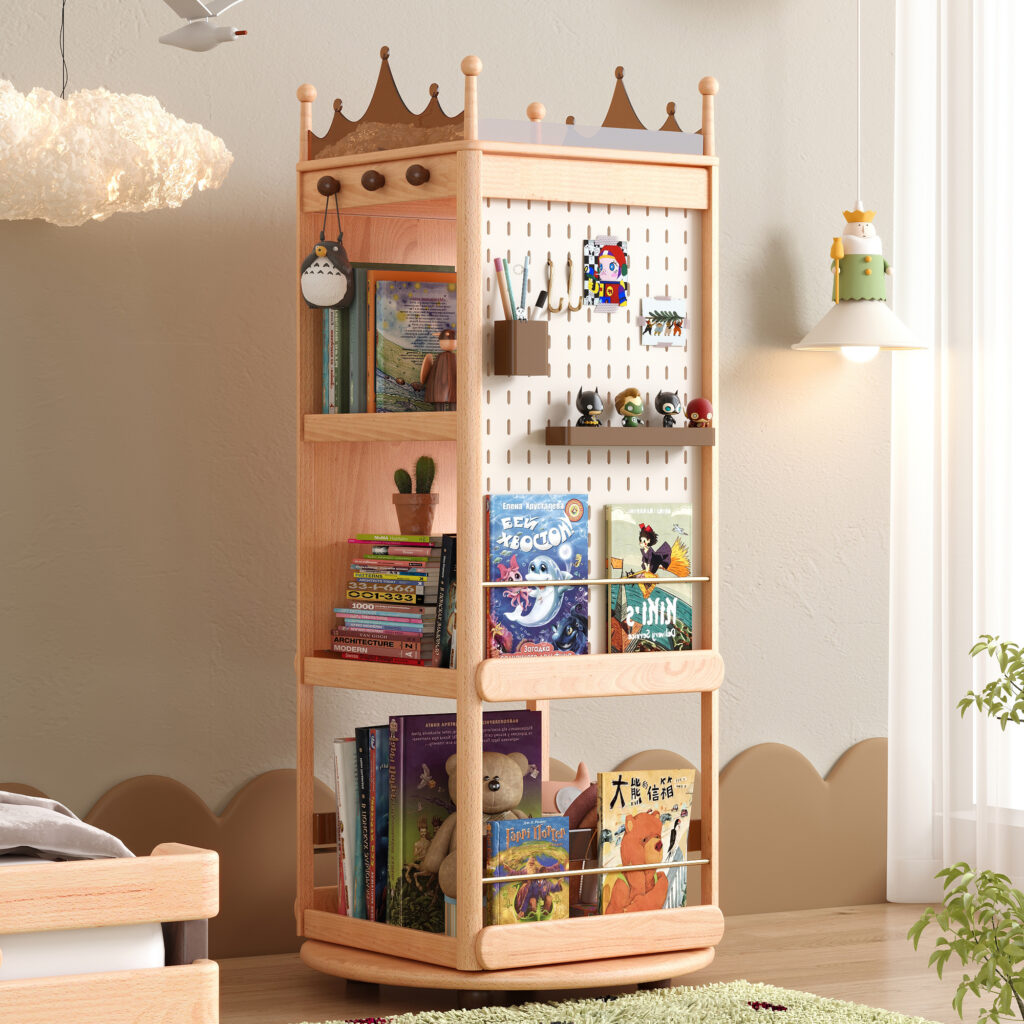 Crown 360-Degree Rotating Wooden Bookcase - kids furniture | kids bed